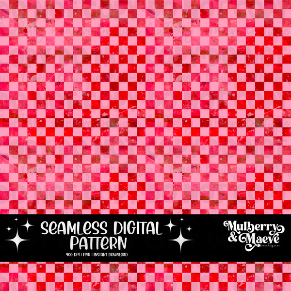Red and Pink Small Checkered Digital Seamless Pattern - Mulberry + Maeve